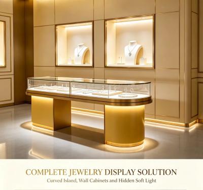 China Built-in LED Lighting Island Display Cabinet with 360° Panoramic Display and Lockable Glass Doors for sale