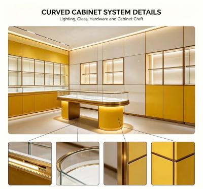 China Freestanding Island Display Cabinet with Adjustable Glass Shelves and Reinforced Metal Frame Featuring Built-in LED Lighting for sale