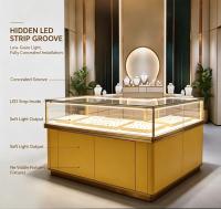 China Rose Gold Stainless Steel Frame Upright Display Case with Sliding Glass Doors and Adjustable Glass Shelves for sale