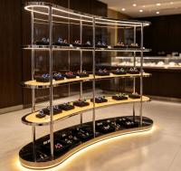 China Customized Wall Mounted Display Case with Matte Black Stainless Steel Frame, 3 Adjustable Shelves, and Built-in High CRI LED Lighting for sale