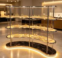 China Customized Wall Mounted Display Case with Matte Black Stainless Steel Frame, 3 Adjustable Shelves, and Built-in High CRI LED Lighting for sale