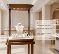 China Wall Mounted Display Case with Top-mounted LED Spotlights Key Lock and Tempered Glass Aluminum Frame for sale