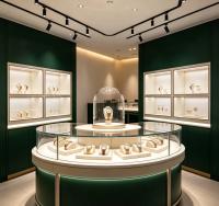 China Customized Overall Dimensions Wall Mounted Display Case with 3 Adjustable Shelves and Top LED Spotlights And Strip Lighting for sale