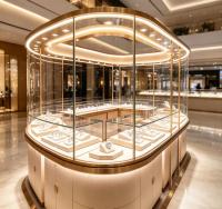 China Luxury Jewelry Store Layout with 90KG Display Case Weight LED Spotlights and Polished Marble Flooring for sale
