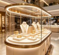 China Luxury Jewelry Store Layout with 90KG Display Case Weight LED Spotlights and Polished Marble Flooring for sale