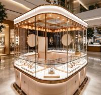 China Luxury Jewelry Store Layout with 90KG Display Case Weight LED Spotlights and Polished Marble Flooring for sale