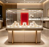 China Modern Jewelry Shop Interior with Polished Marble Flooring Aluminium Frame and Textured Wallpaper for sale