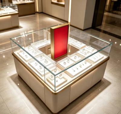 China Modern Jewelry Shop Interior with Polished Marble Flooring Aluminium Frame and Textured Wallpaper for sale