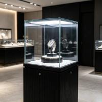 China Luxury Jewelry Store Layout with White And Gold Color Scheme Polished Marble Flooring and Aluminium Frame Material for sale