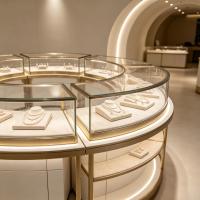 China Polished Marble Flooring Jewelry Shop Design with Aluminium Frame Material and Customizable Beige Options for Luxury Jewelry Store Layout for sale