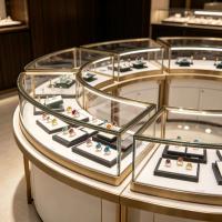 China Polished Marble Flooring Jewelry Shop Design with Aluminium Frame Material and Customizable Beige Options for Luxury Jewelry Store Layout for sale