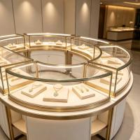 China Polished Marble Flooring Jewelry Shop Design with Aluminium Frame Material and Customizable Beige Options for Luxury Jewelry Store Layout for sale