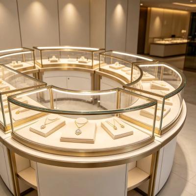China Polished Marble Flooring Jewelry Shop Design with Aluminium Frame Material and Customizable Beige Options for Luxury Jewelry Store Layout for sale