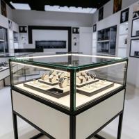 China Luxury Jewelry Store Layout with Aluminium Frame Material 90KG Display Case Weight and Custom Logo Signage for sale