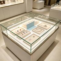China Assembly Required Jewelry Display Table with Built-in Key Lock and Dimmable High-CRI LED Lighting Featuring 12 Display Compartments for sale