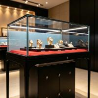 China Luxury Jewelry Store Layout with Polished Marble Flooring and Aluminium Frame Material in White And Gold Color Scheme for sale