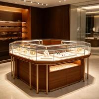 China Modern Jewelry Shop Design with Polished Marble Flooring and White And Gold Color Scheme for Customized Interior Solutions for sale