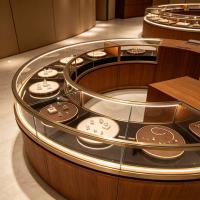 China Modern Jewelry Shop Design with Polished Marble Flooring and White And Gold Color Scheme for Customized Interior Solutions for sale