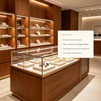 China Modern Jewelry Shop Design with Polished Marble Flooring and White And Gold Color Scheme for Customized Interior Solutions for sale