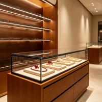 China Modern Jewelry Shop Design with Polished Marble Flooring and White And Gold Color Scheme for Customized Interior Solutions for sale