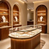 China Built-in Key Lock Jewelry Display Table with Scratch-resistant Finish and Dimmable High-CRI LED Lighting for sale