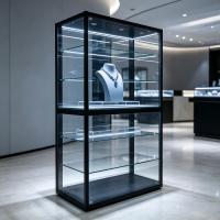 China Tempered Glass Jewelry Display Table with Lockable Compartments and Dimmable High-CRI LED Lighting for sale