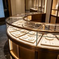 China Tempered Glass Jewelry Display Table with Dimmable High-CRI LED Lighting and Built-in Key Lock for Secure Showcases for sale