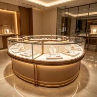 China Wood and Glass Jewelry Display Table with High-Security Locks Dimmable High-CRI LED Lighting and Scratch-resistant Finish for sale
