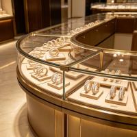 China Wood and Glass Jewelry Display Table with High-Security Locks Dimmable High-CRI LED Lighting and Scratch-resistant Finish for sale