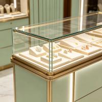 China Built-in Key Lock Jewelry Display Table with Dimmable High-CRI LED Lighting and Solid Back Design for sale