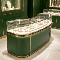China Built-in Key Lock Jewelry Display Table with Dimmable High-CRI LED Lighting and Solid Back Design for sale