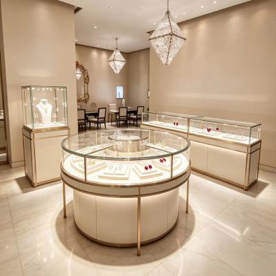 China Durable Jewelry Display Table with 12 Display Compartments, Built-in Key Lock, and Dimmable High-CRI LED Lighting for sale