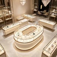 China Durable Jewelry Display Table with 12 Display Compartments, Built-in Key Lock, and Dimmable High-CRI LED Lighting for sale