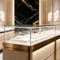 China Upright Display Case with Built-in LED Strip Lights Adjustable Glass Shelves and Durable Corrosion-Resistant Frame for sale