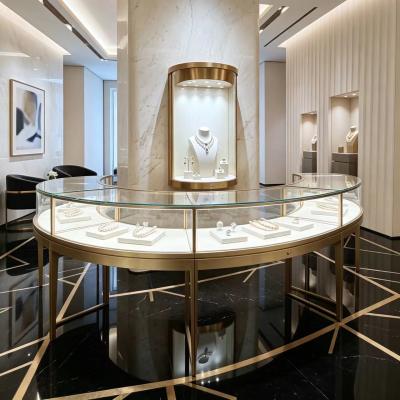 China 2-tier Velvet Platform Jewelry Display Props with Corrosion-resistant Frame and Built-in Dimmable LED Lighting for Elegant Minimalistic Store Displays for sale