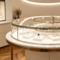 China Tempered Glass And Stainless Steel Jewelry Counter No Assembly Required Modern Display Counter Suitable For Jewelry Shops for sale