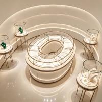 China Heart Shaped Jewelry Display Stand with Built-in Dimmable LED Lighting and 2-tier Velvet Platform for sale
