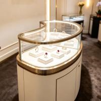 China Built-in Dimmable LED Lighting Jewelry Display Stand with 2-tier Velvet Platform and Corrosion-resistant Frame for sale
