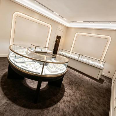 China Built-in Dimmable LED Lighting Jewelry Display Stand with 2-tier Velvet Platform and Corrosion-resistant Frame for sale