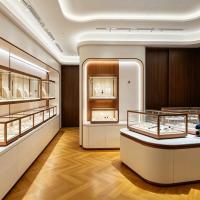 China Tempered Glass Luxury Front Showcase with Adjustable Glass Shelves and Modern Luxury Style for Exhibition Display Lighting for sale