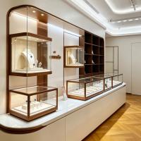 China Tempered Glass Luxury Front Showcase with Adjustable Glass Shelves and Modern Luxury Style for Exhibition Display Lighting for sale