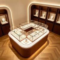 China Tempered Glass Luxury Front Showcase with Adjustable Glass Shelves and Modern Luxury Style for Exhibition Display Lighting for sale
