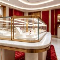 China Luxury Front Showcase with 5 Adjustable Glass Shelves and Tempered Glass in Modern Luxury Design for sale