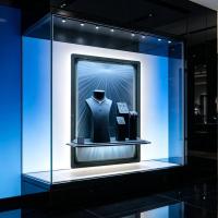 China Luxury Front Showcase with Front Opening Soft Close Mechanism Tempered Glass and Customized Dimensions for sale