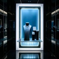 China Luxury Front Showcase with Front Opening Soft Close Mechanism Tempered Glass and Customized Dimensions for sale