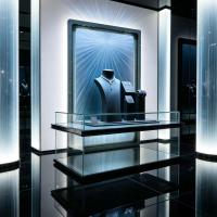 China Luxury Front Showcase with Front Opening Soft Close Mechanism Tempered Glass and Customized Dimensions for sale