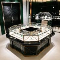 China Secure Key Lock Jewelry Counter with Hidden LED Strip Lighting and Marble Tabletop for Elegant Jewelry Display for sale