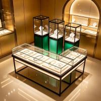 China Luxury Front Showcase with Soft-Close Mechanism and Five Adjustable Glass Shelves in Mahogany Brown for sale