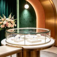 China Tempered Glass and Stainless Steel Jewelry Counter with Hidden LED Strip Lighting and Customized Dimensions for sale