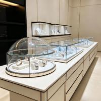 China Luxury Front Showcase in Mahogany Brown with Front Opening Soft-Close Doors and 5 Adjustable Glass Shelves for sale